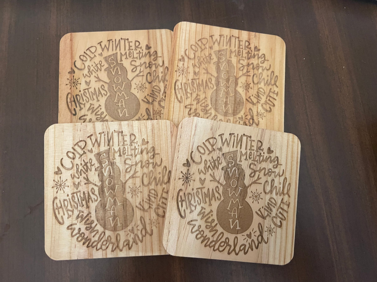 Winter Holiday Laser Engraved coaster sets – Turnip Rock Woodworks